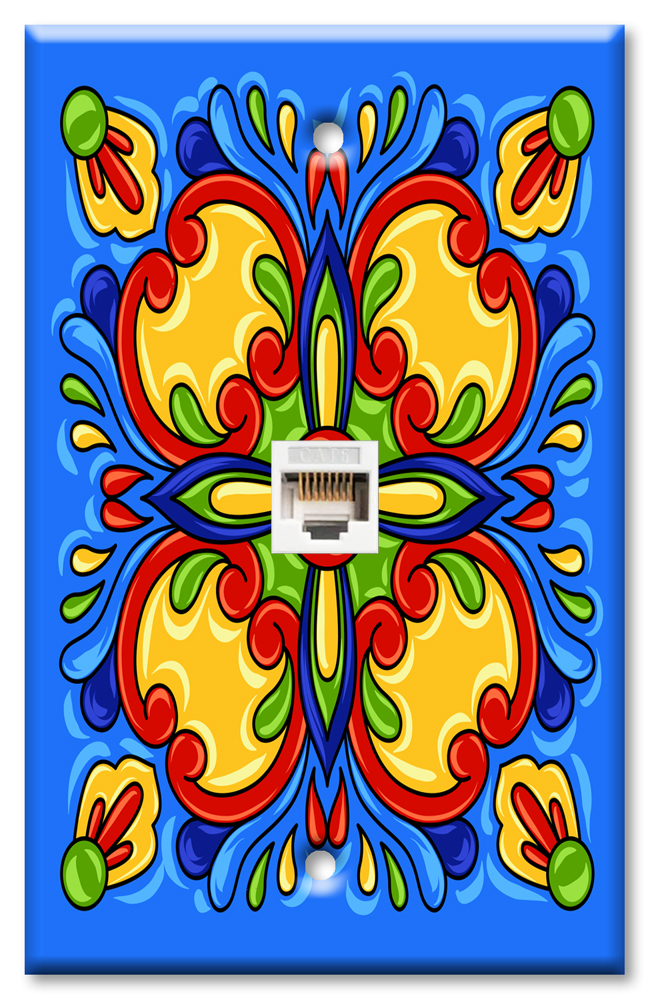 Blue Mexican Talavera Tile Print - #8799